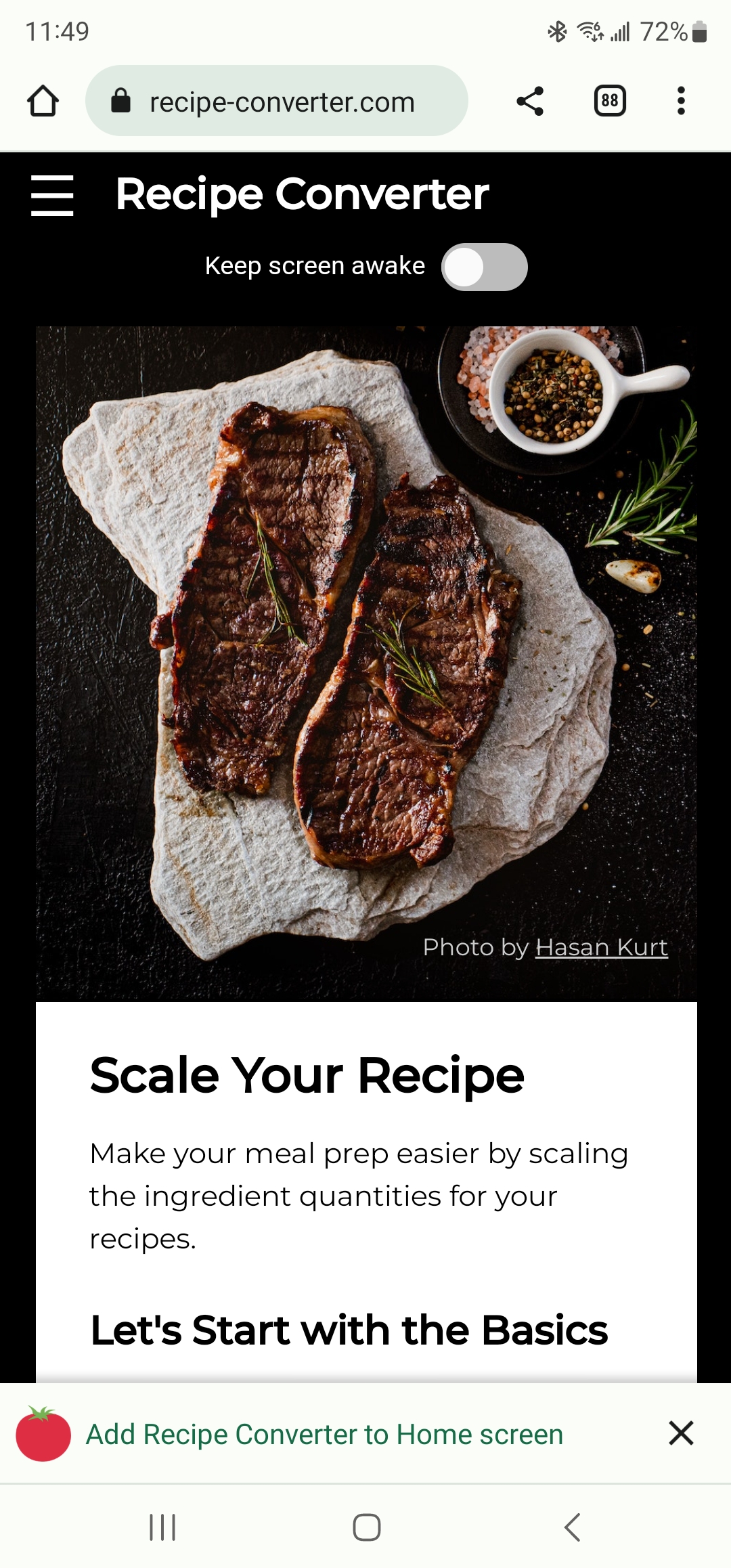 Example of Recipe Converter installation banner